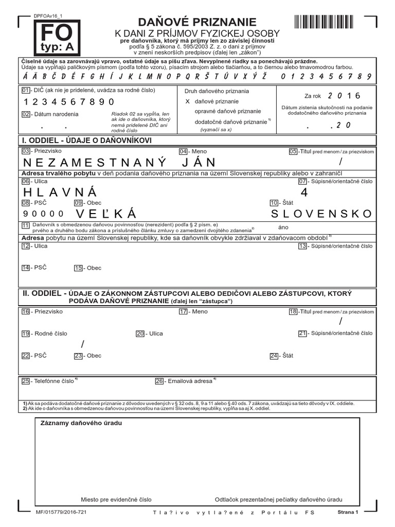 Daňové Priznanie Zamestnanca | PDF