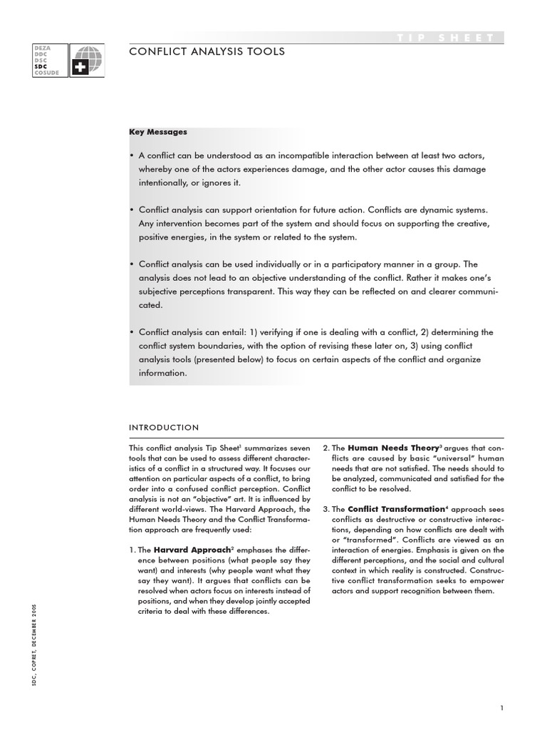 Conflict Analysis Tools PDF | PDF | Pastoralism | Motivation