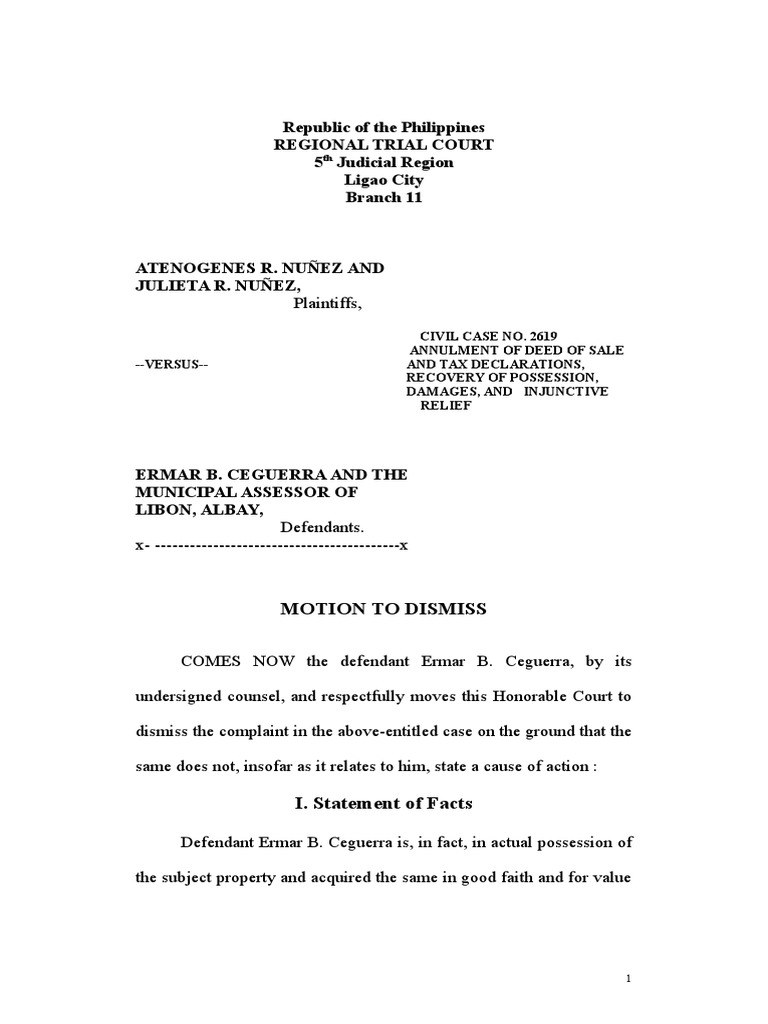 Motion | PDF | Complaint | Pleading