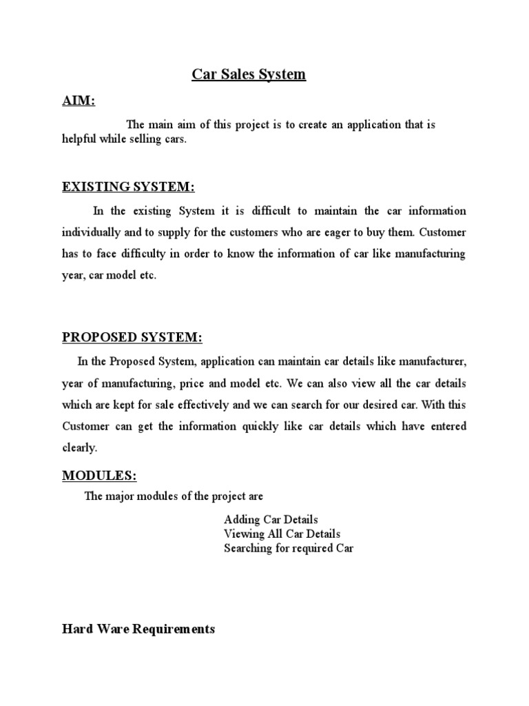 Car Sales System | PDF