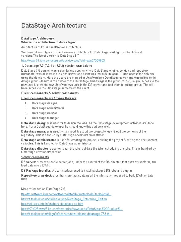 DataStage Architecture | PDF | Pl/Sql | Databases