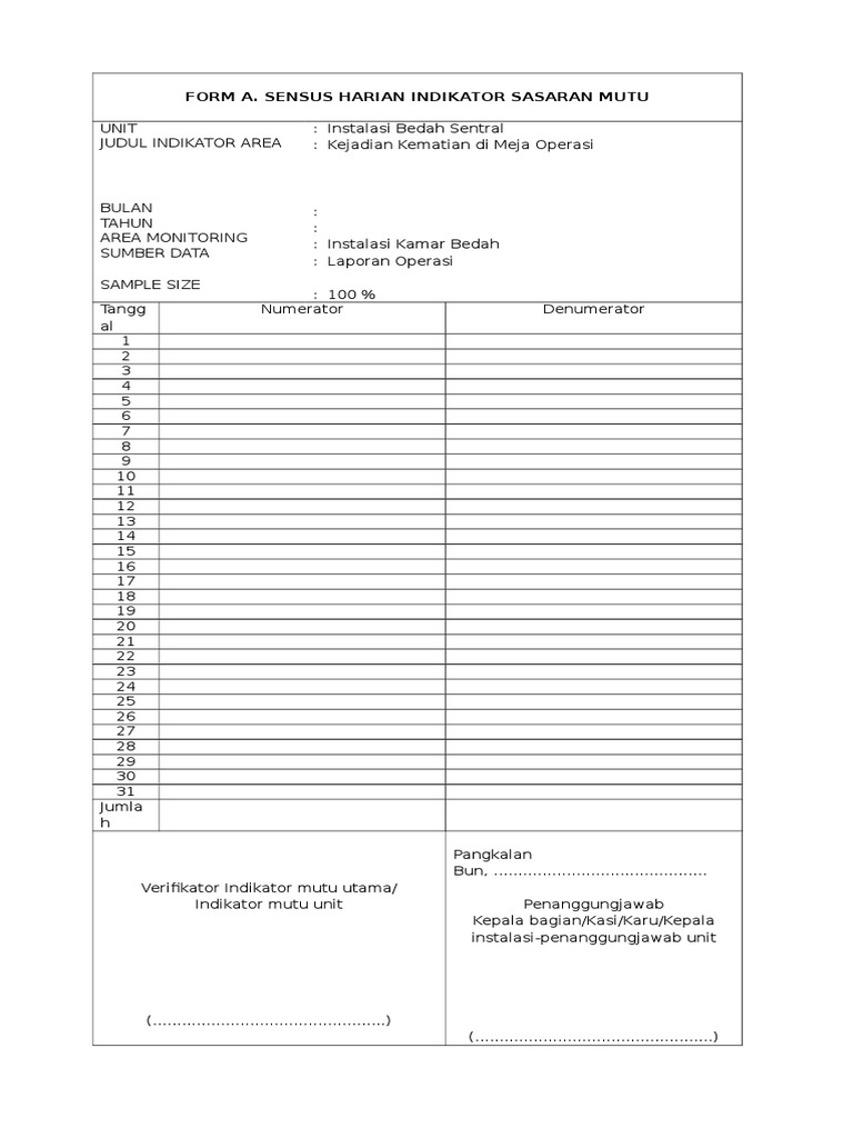 Form A Dan Form B Kamar Operasi | PDF | Pengelolaan Keuangan & Uang ...