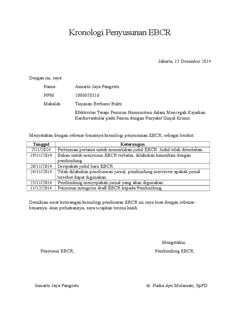Kronologi Penyusunan EBCR | PDF