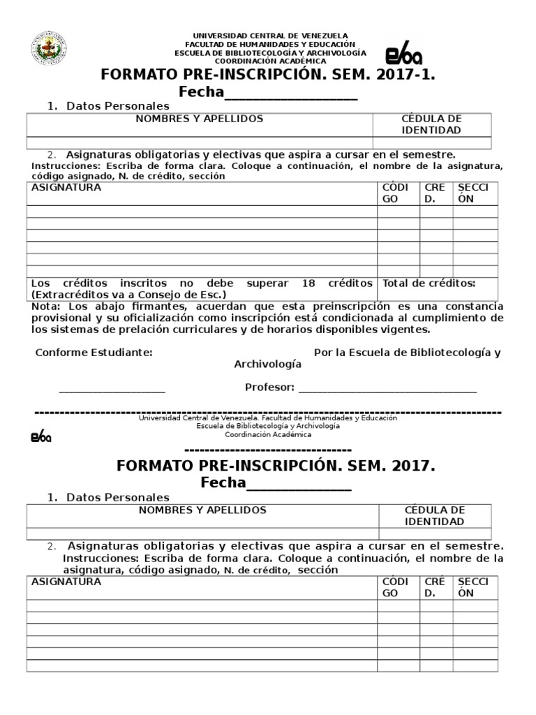 Formato de Preinscripción. 2017-1 (1) | Compartir | Cognición