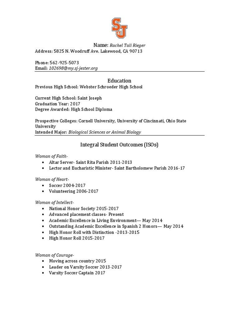 Rachel Rieger's Academic and Volunteer Profile | PDF | Wellness