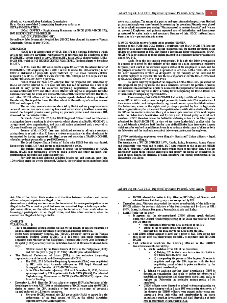 Abaria Vs NLRC PDF | PDF | Strike Action | Collective Bargaining