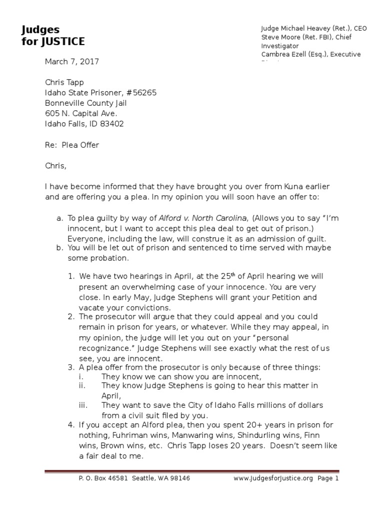 Judges For Justice Letter To Tapp | PDF | Crime & Violence | Crime Thriller