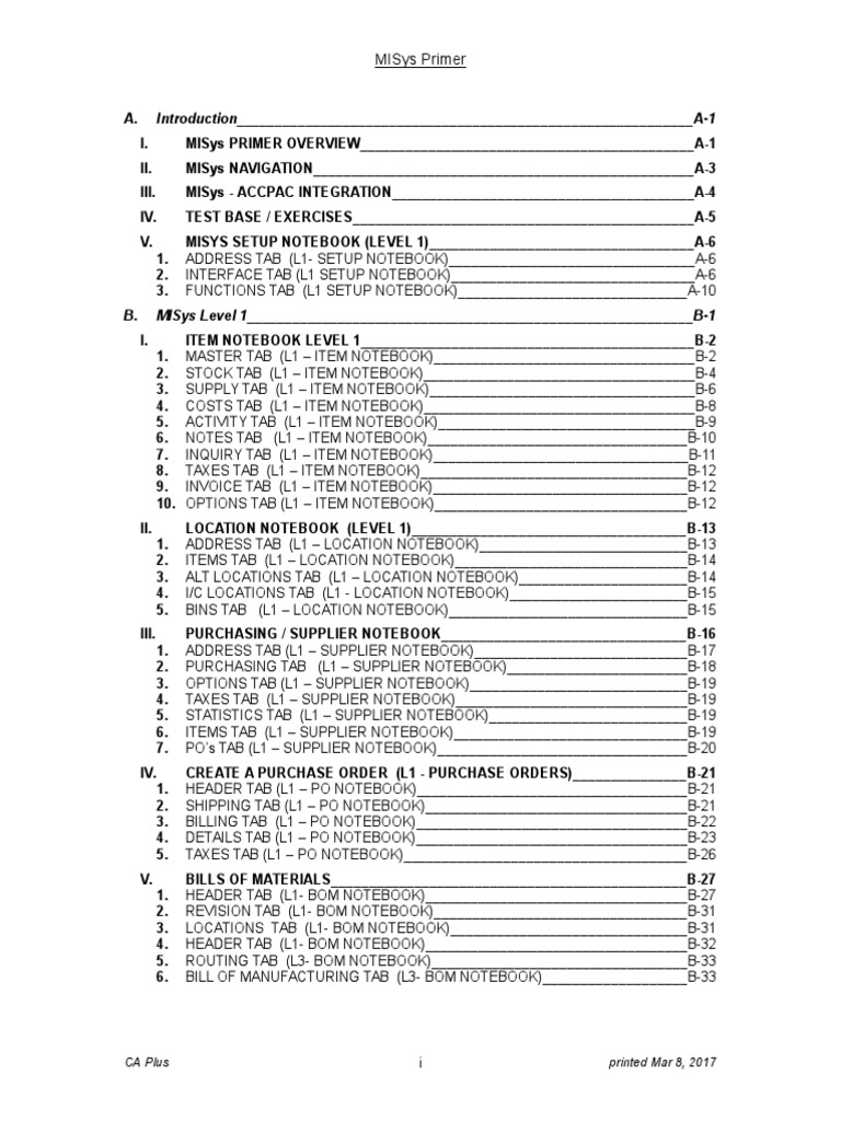MISys - Guide - Level 1 A | PDF | Inventory | Value Added Tax