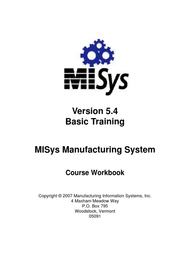MISys - Guide - Basic Training PDF | PDF | Debits And Credits | Inventory