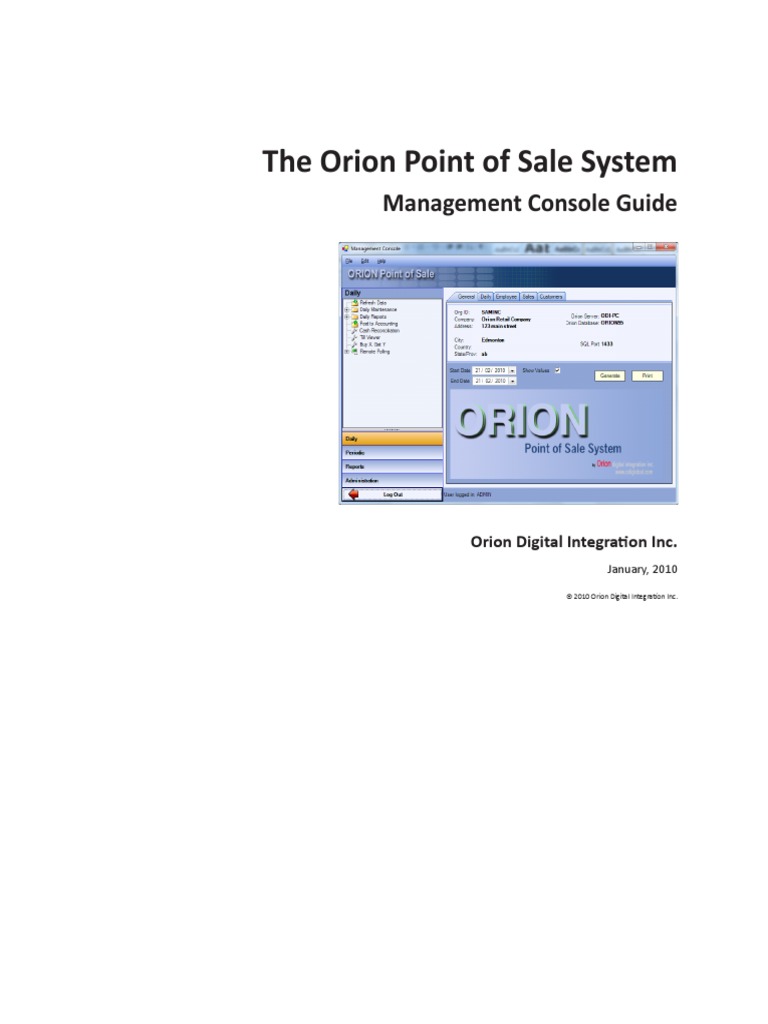 Orion POS - Guide - User Guide PDF | PDF | Point Of Sale | Command Line ...