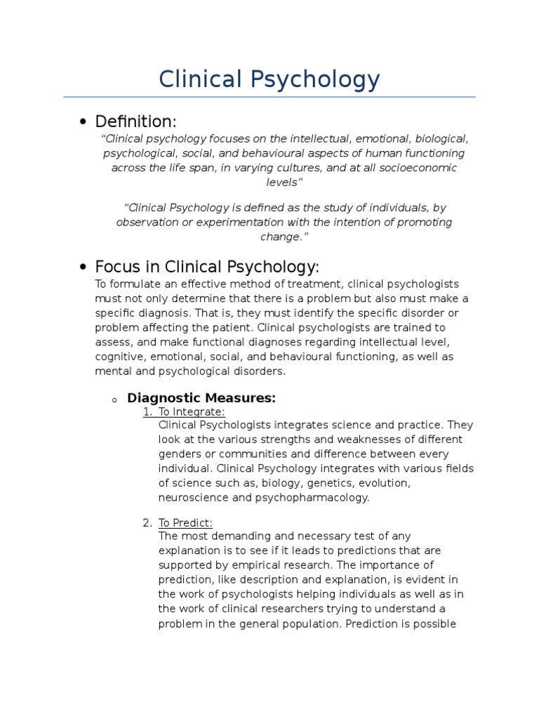 Clinical Psychology Introduction | PDF | Clinical Psychology | Mental ...