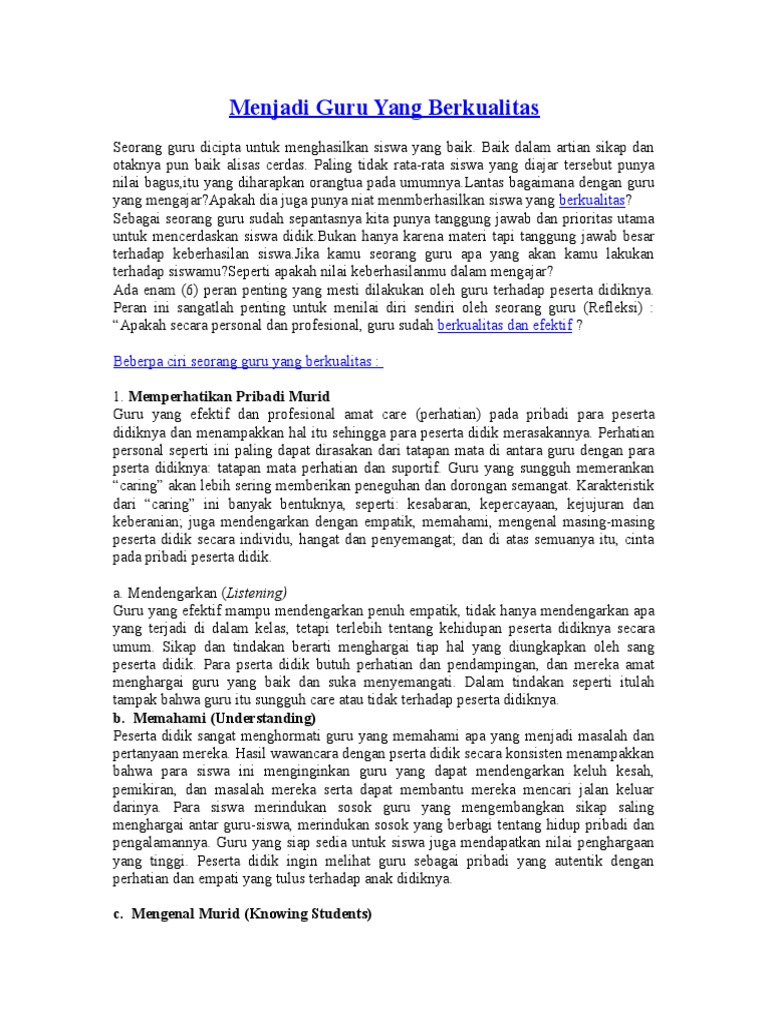 Menjadi Guru Yang Berkualitas | PDF