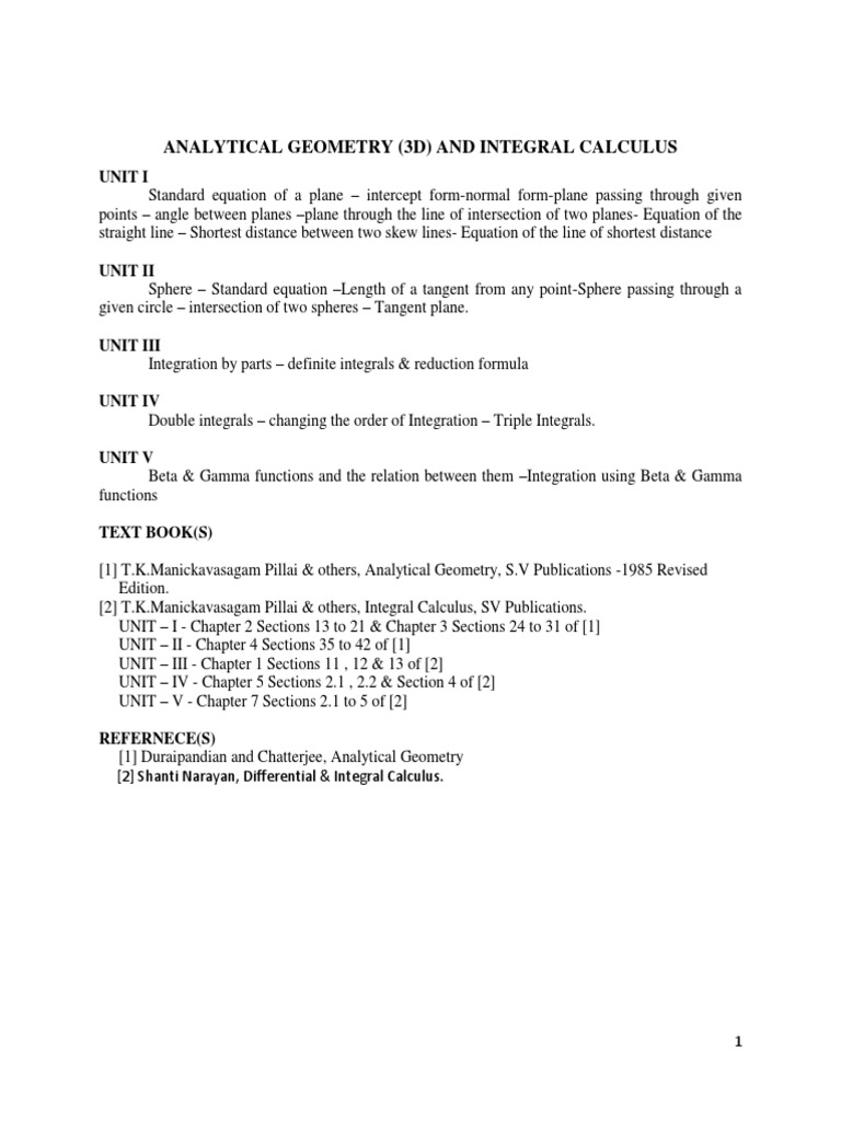 Analytical Geometry 3 D Integral Calculus Pdf Line Geometry