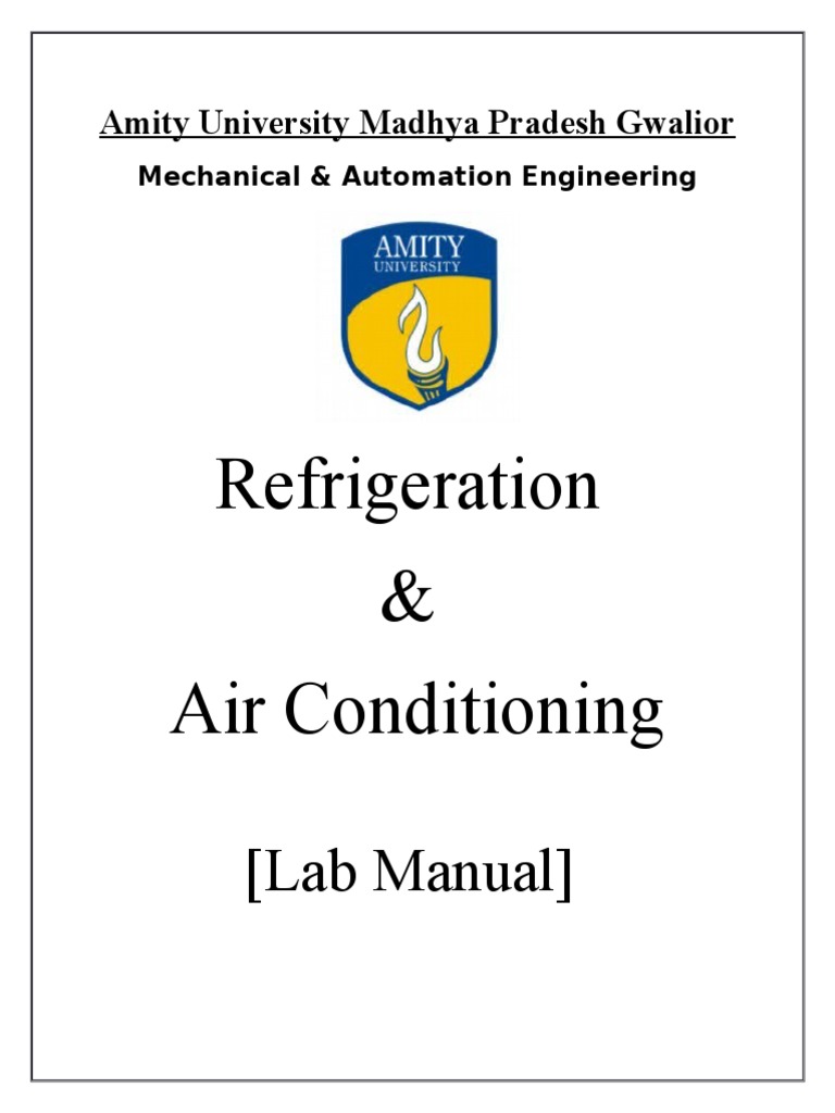 Rac Lab Manual | PDF | Air Conditioning | Gas Compressor