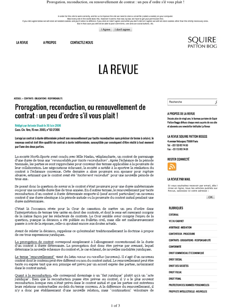 Prorogation et reconduction de contrat | PDF | Droit des affaires ...
