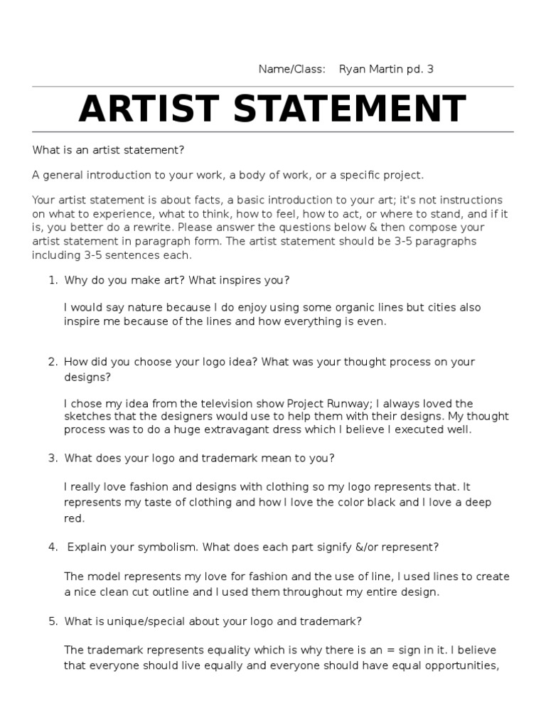 Logo and Trademark Artist Statement | PDF | Logos