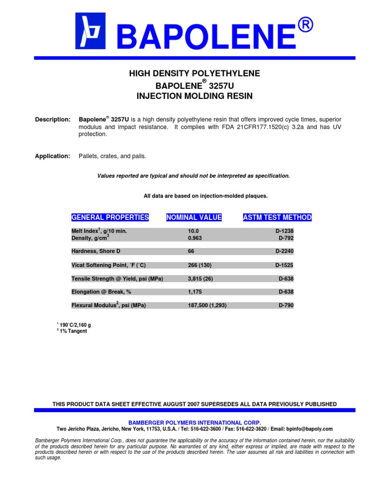 Bapolene Hdpe 3257u | Descargar gratis PDF | Polyethylene | Building ...