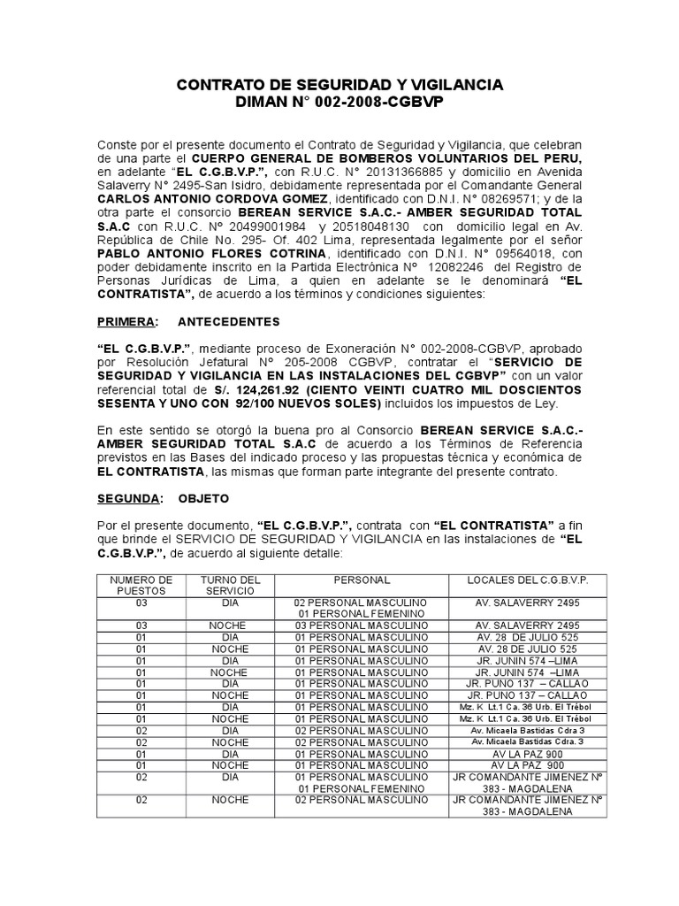 Contrato de Seguridad y Vigilancia - II | PDF | Seguro | Póliza de seguros