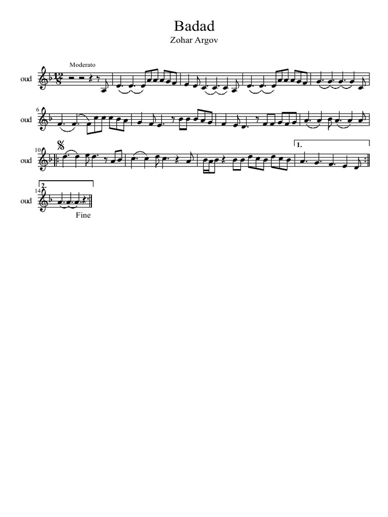 Badad - sheet music for oud