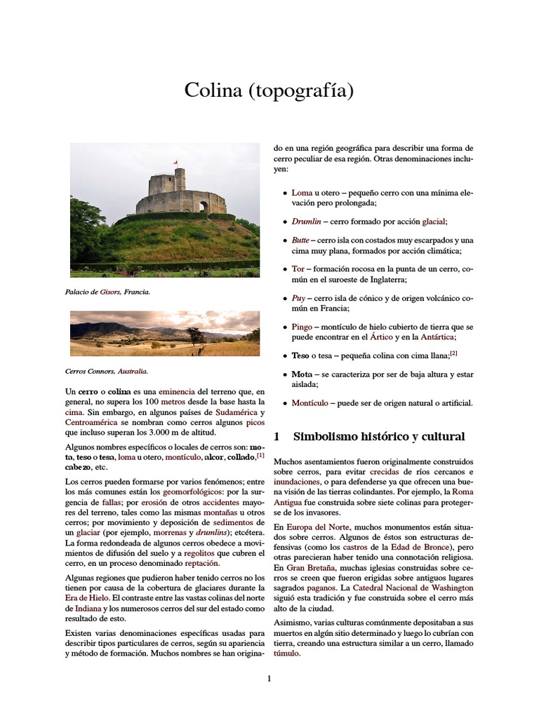 Tipos y formación de colinas | PDF | Geomorfología | Agrimensura