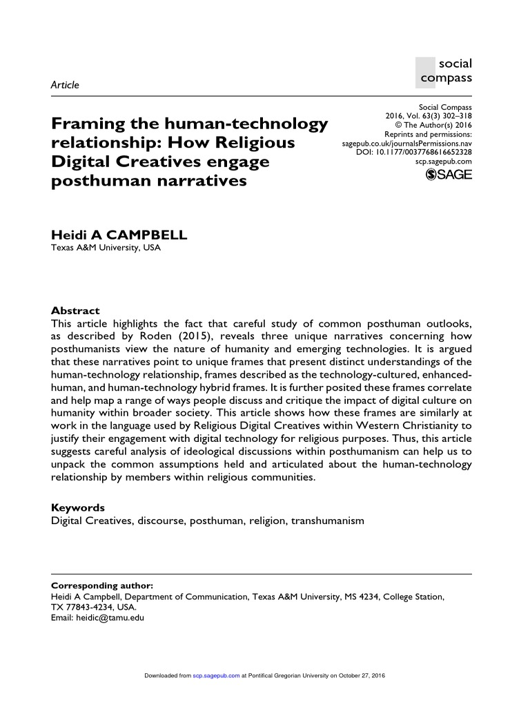Social Compass 2016 Campbell 302 18 | Download Free PDF | Transhumanism ...