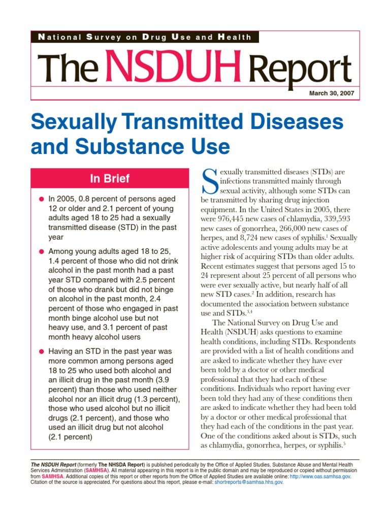 Nsduh: Sexually Transmitted Diseases and Substance Use | PDF | Sexually ...
