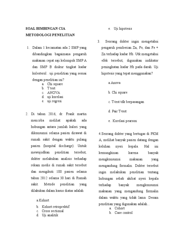 Soal Metodologi Penelitian | PDF