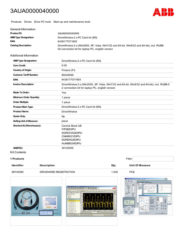 3AUA0000040000 Drivewindow 2 X Win2000 XP Vista Win7 32 and 64 Bit Win8 ...
