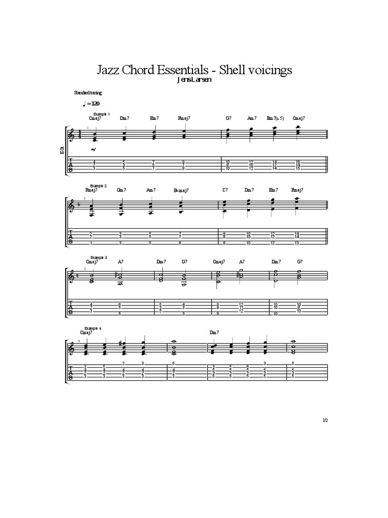 Jazz Chord - Shell Vocings As Arpeggios Jen Larson | PDF | Guitar ...