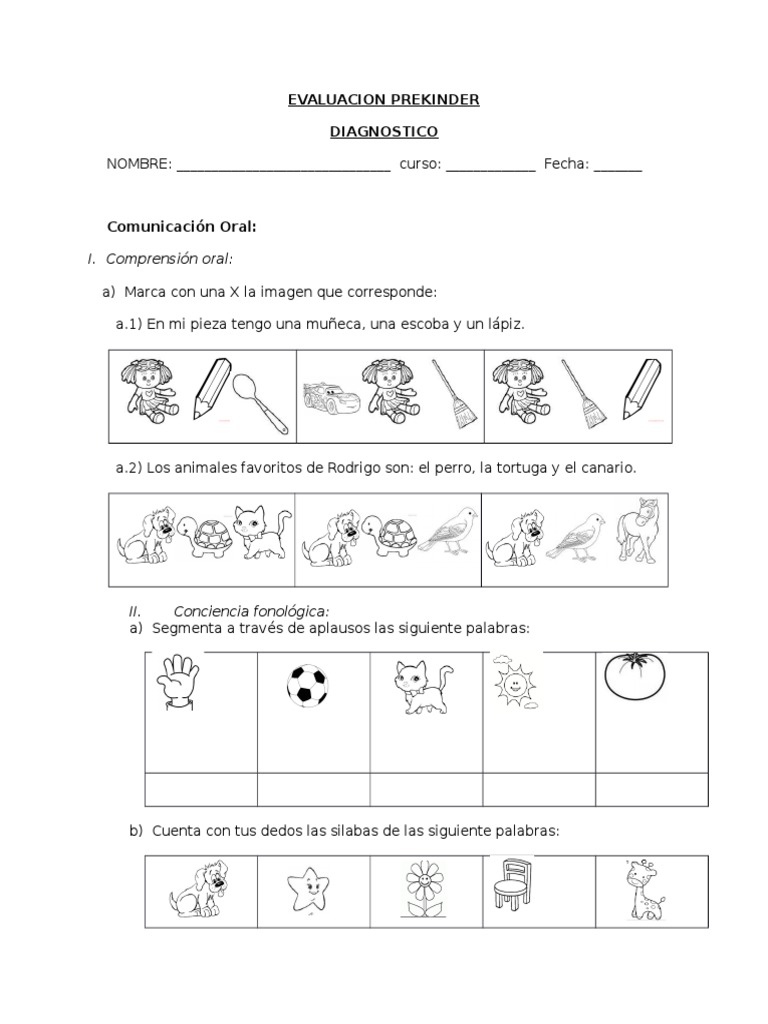 Evaluación Diagnóstica Preescolar | PDF | Semiótica | Lingüística