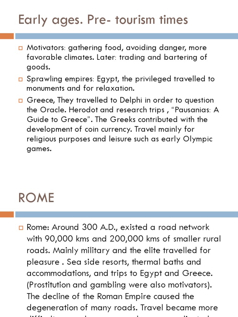 Early Ages. Pre-Tourism Times | PDF | Tourism | Economies
