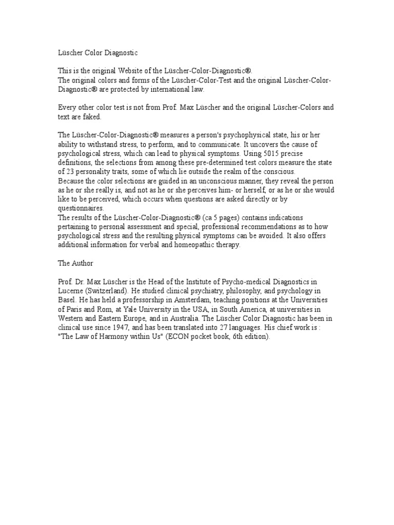 LUSCHER | PDF