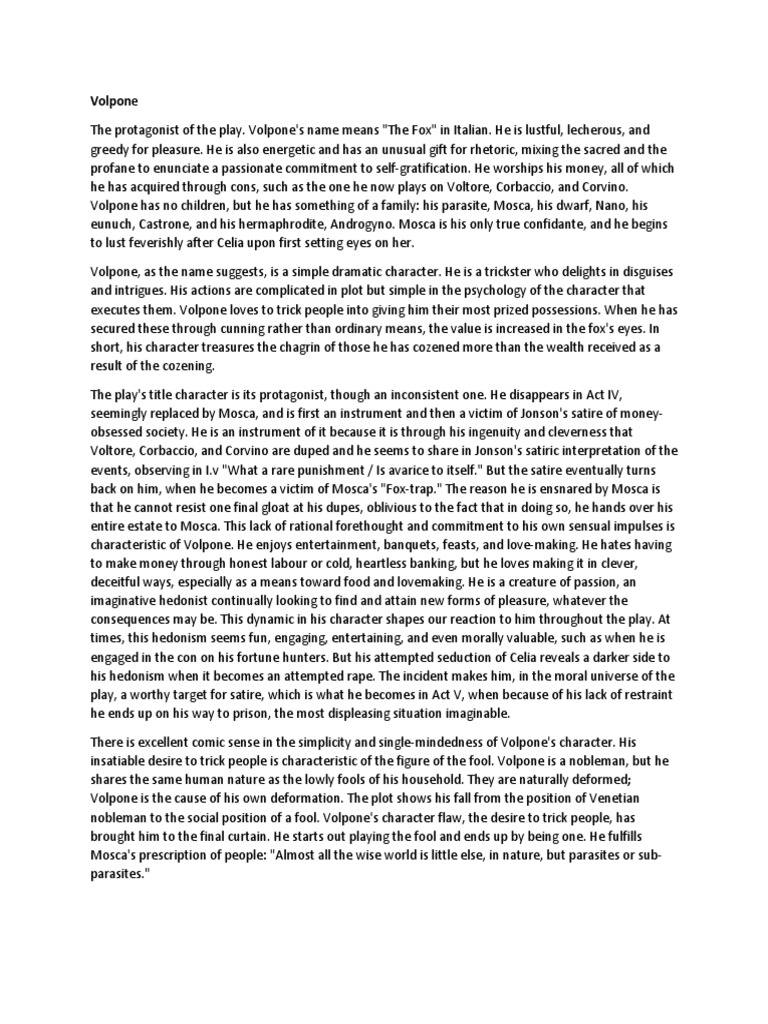 Characters in Volpone | PDF