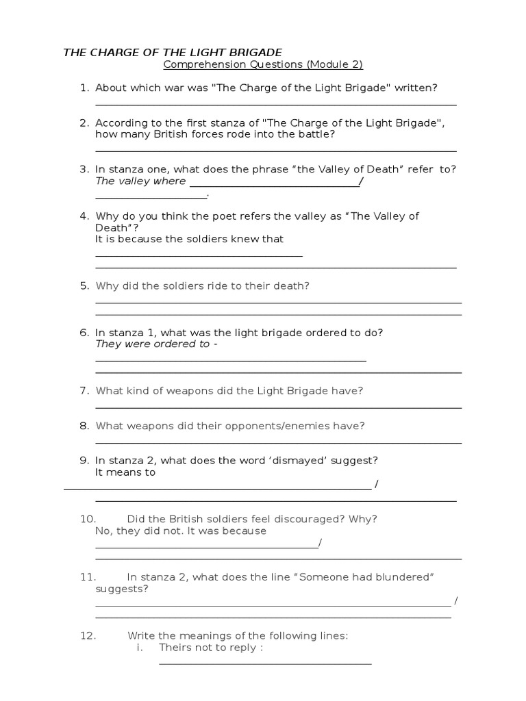 The Charge of the Light Brigade: An Analysis of Lord Tennyson's Poem ...