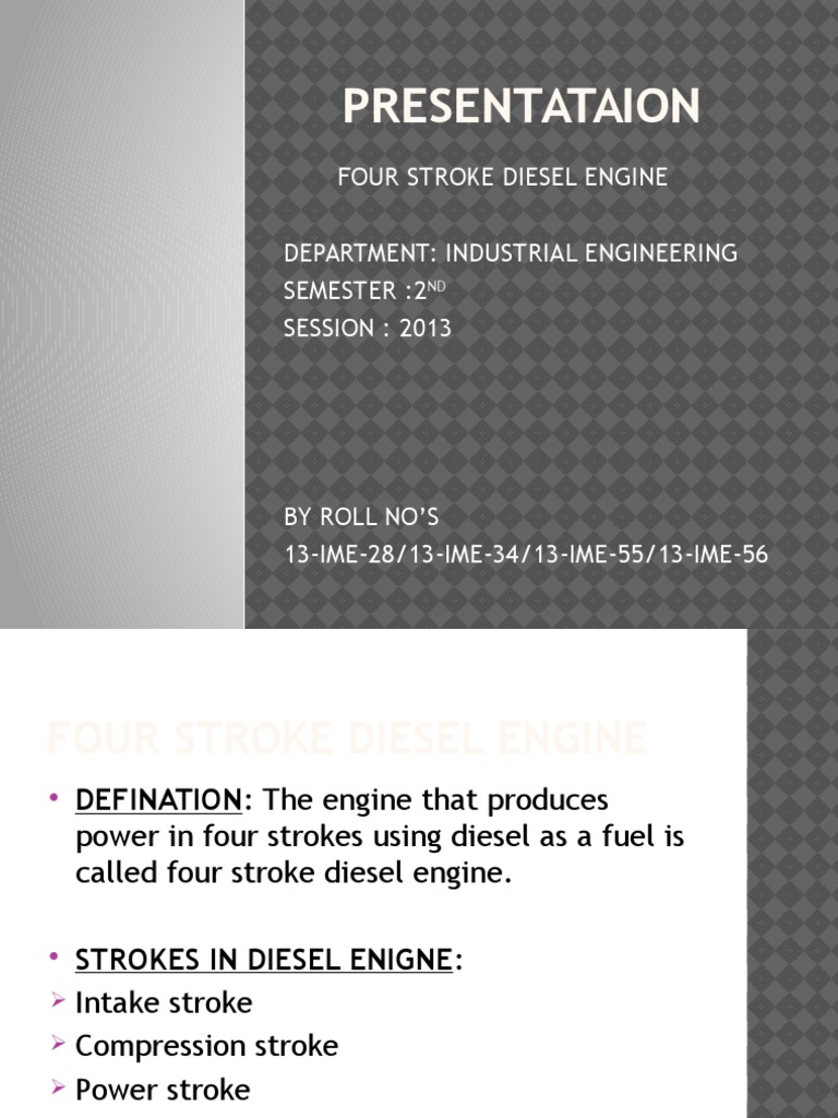 Four Stroke Diesel Engine Overview | PDF | Internal Combustion Engine ...
