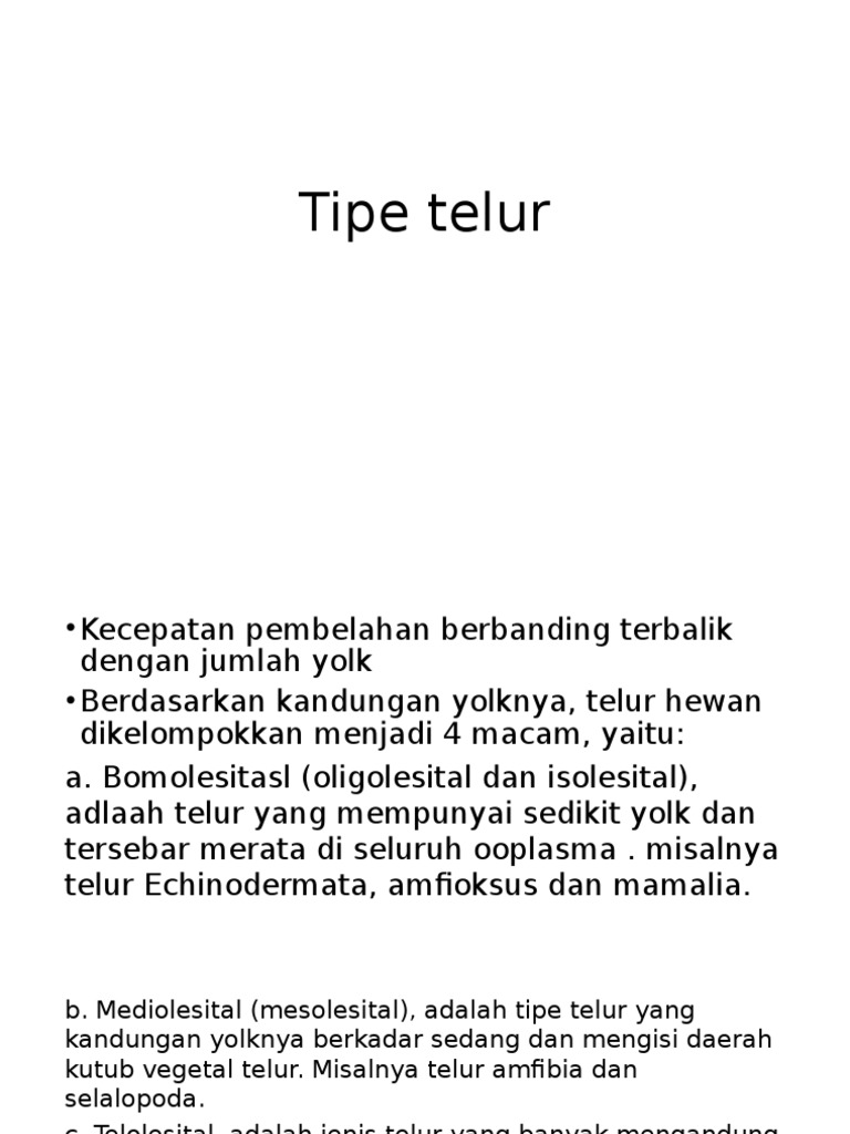 Tipe Telur dan Siklus Reproduksi Hewan | PDF | Sains & Matematika