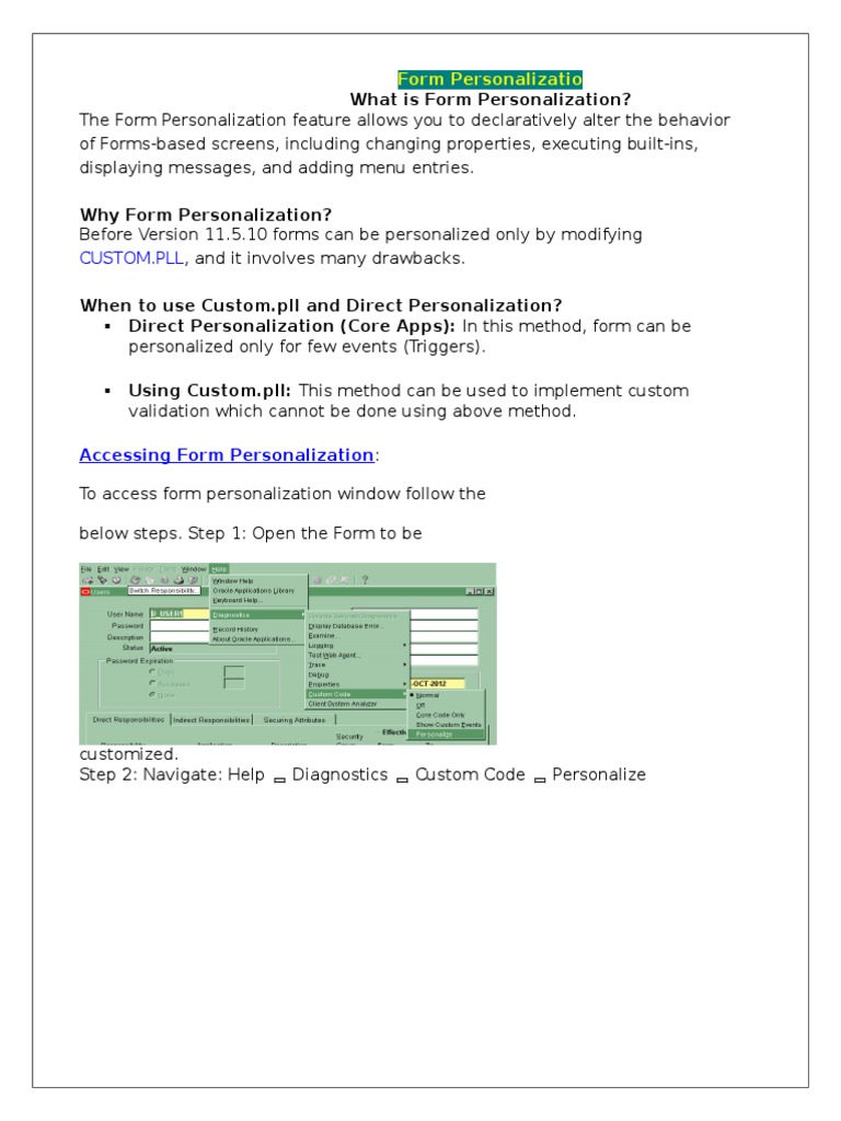 Form Personalization | PDF | Parameter (Computer Programming) | Pl/Sql