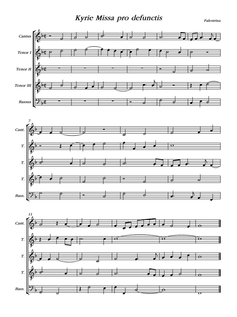 Kyrie Missa Pro Defunctis Palestrina | PDF | Christian Music | Choral ...
