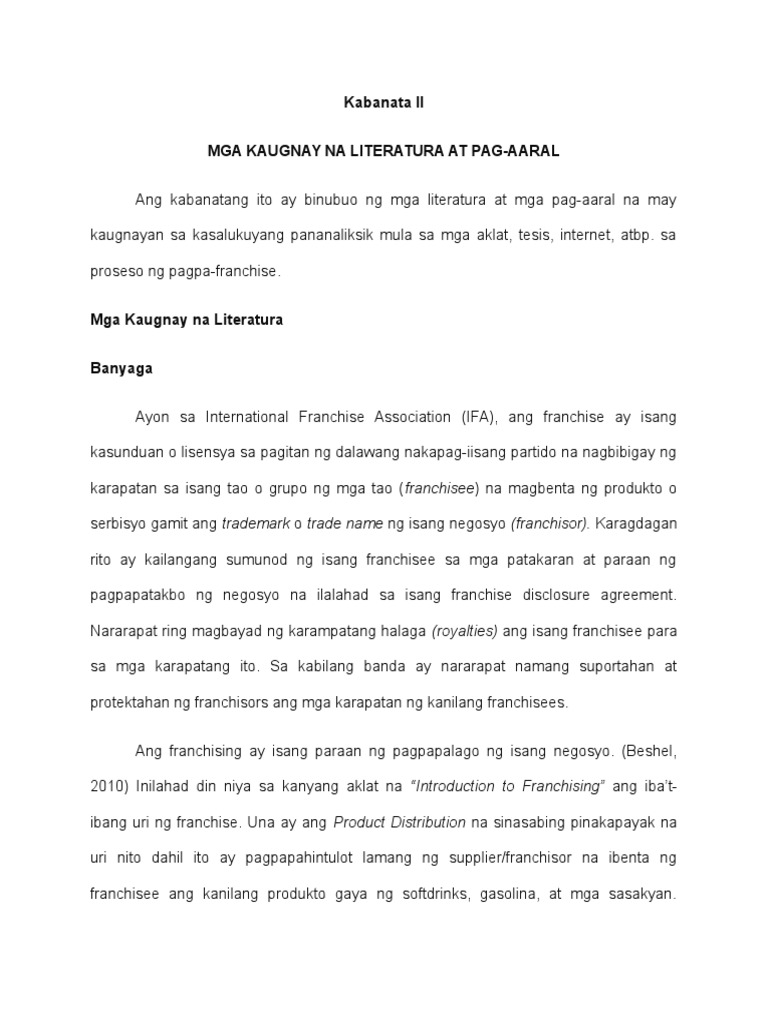 Example of Thesis RRL | PDF