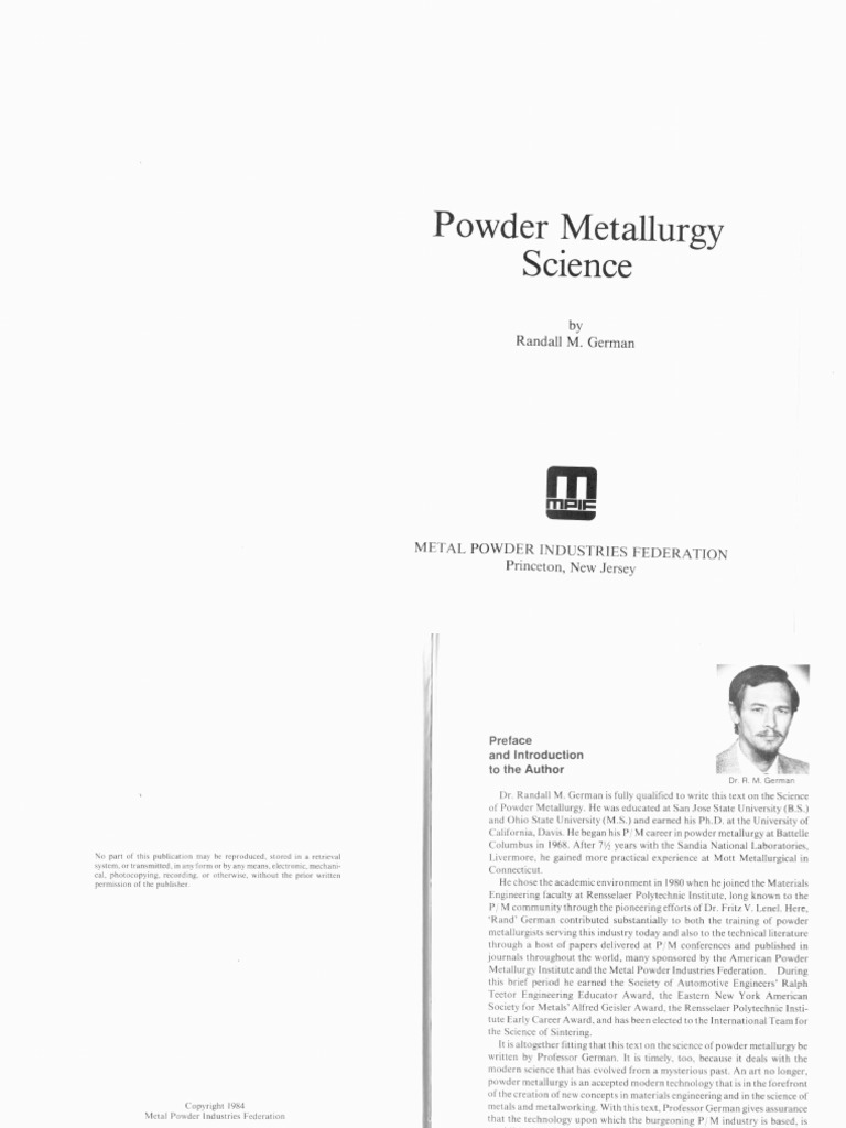 Powder Metallurgy R. J. German | PDF | Metallurgy | Crystalline Solids