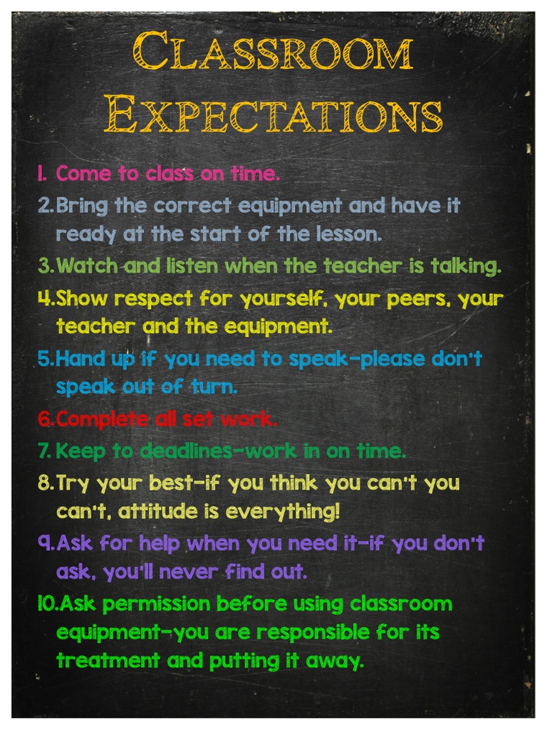 Lassroom Xpectations: 1. Come To Class On Time | PDF | Language Arts ...