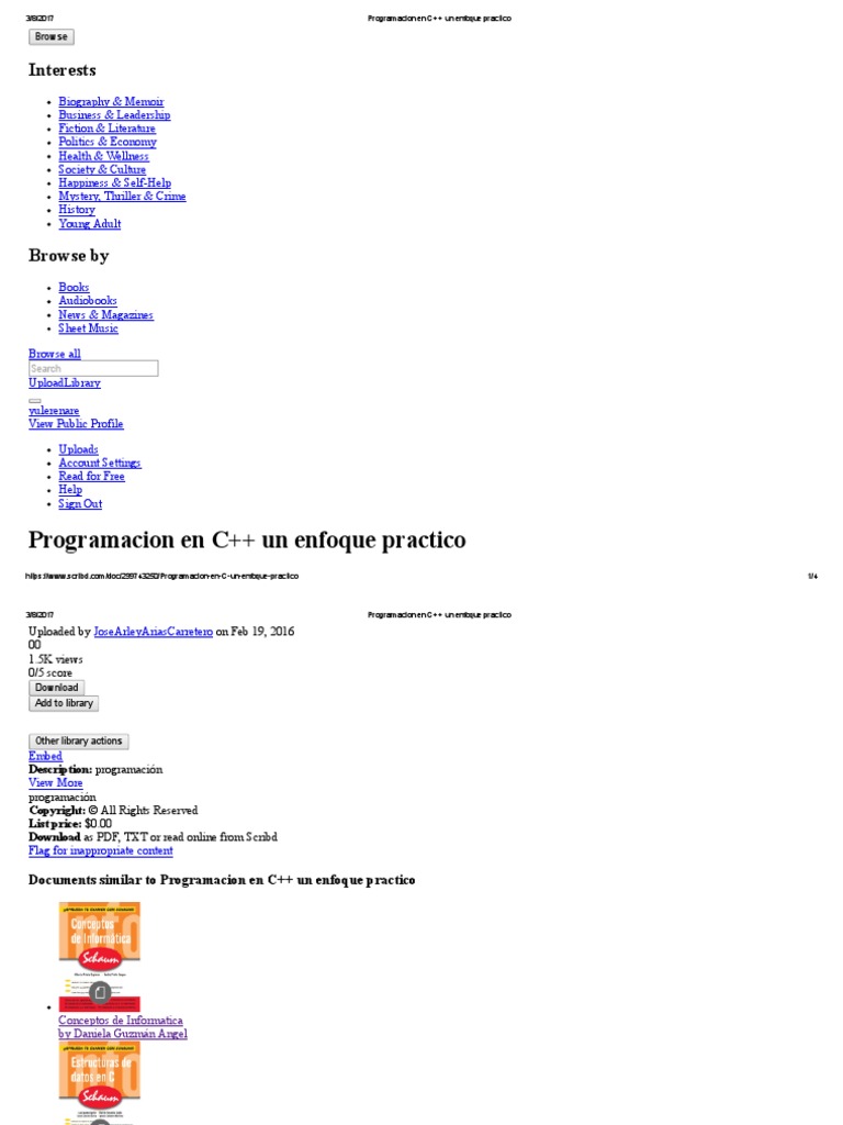 Programacion en C++ Un Enfoque Practico | PDF