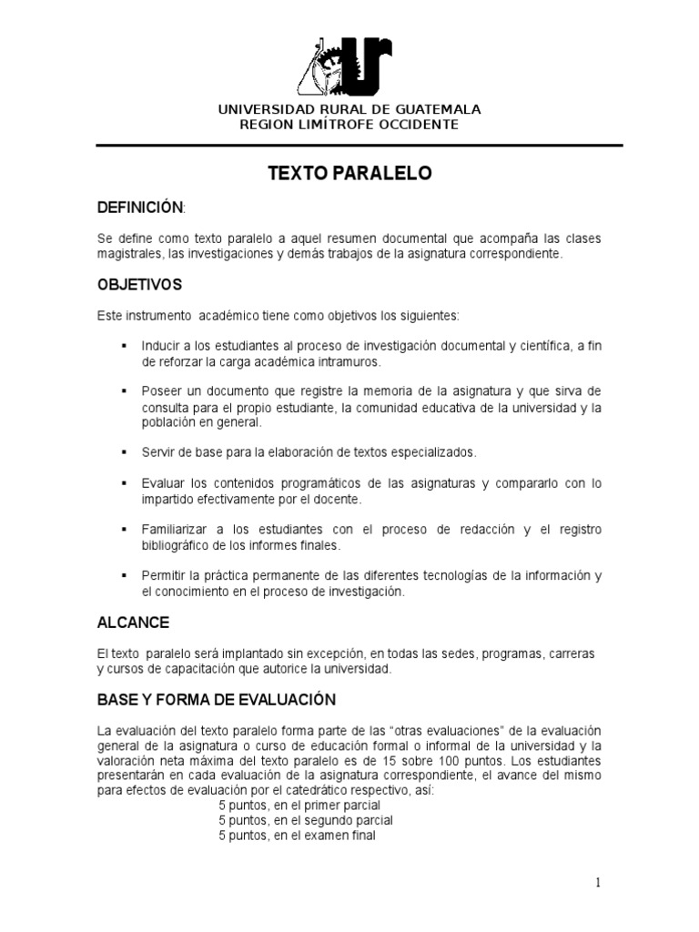 Definicion de Texto Paralelo | Evaluación | Prueba (evaluación)