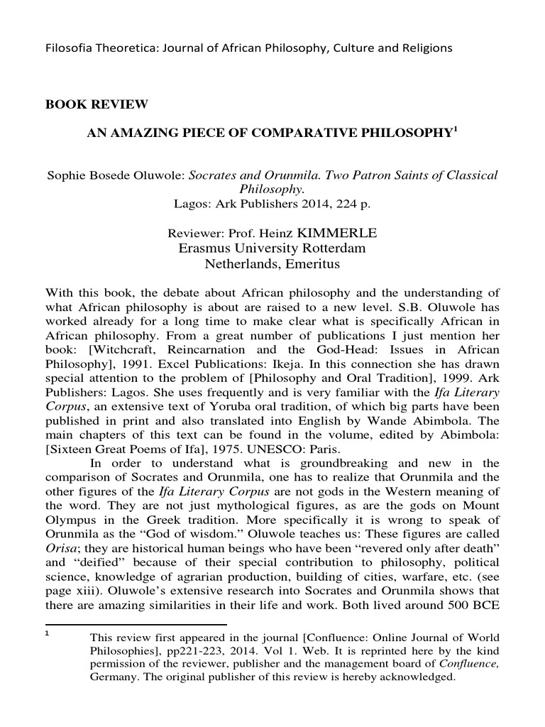Comparing Socrates and Orunmila in African Philosophy | PDF | Socrates ...