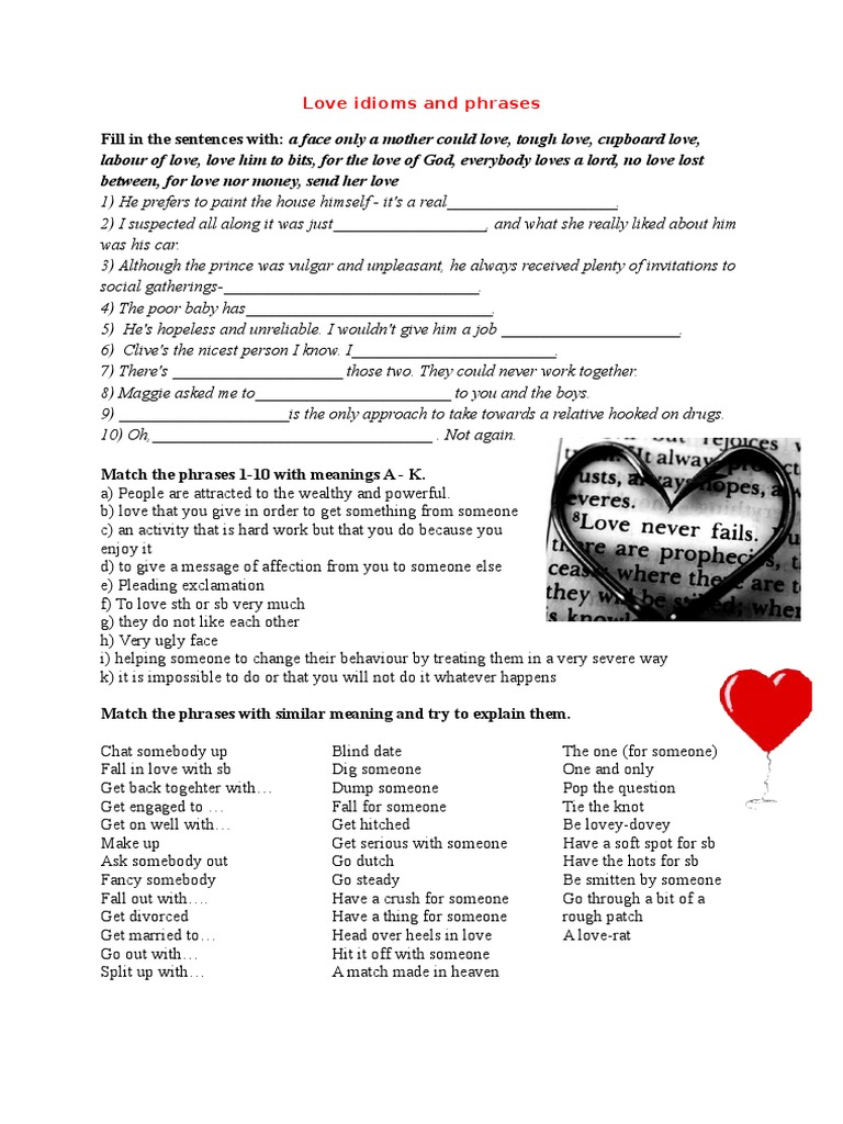 Love Idioms and Their Meanings | PDF