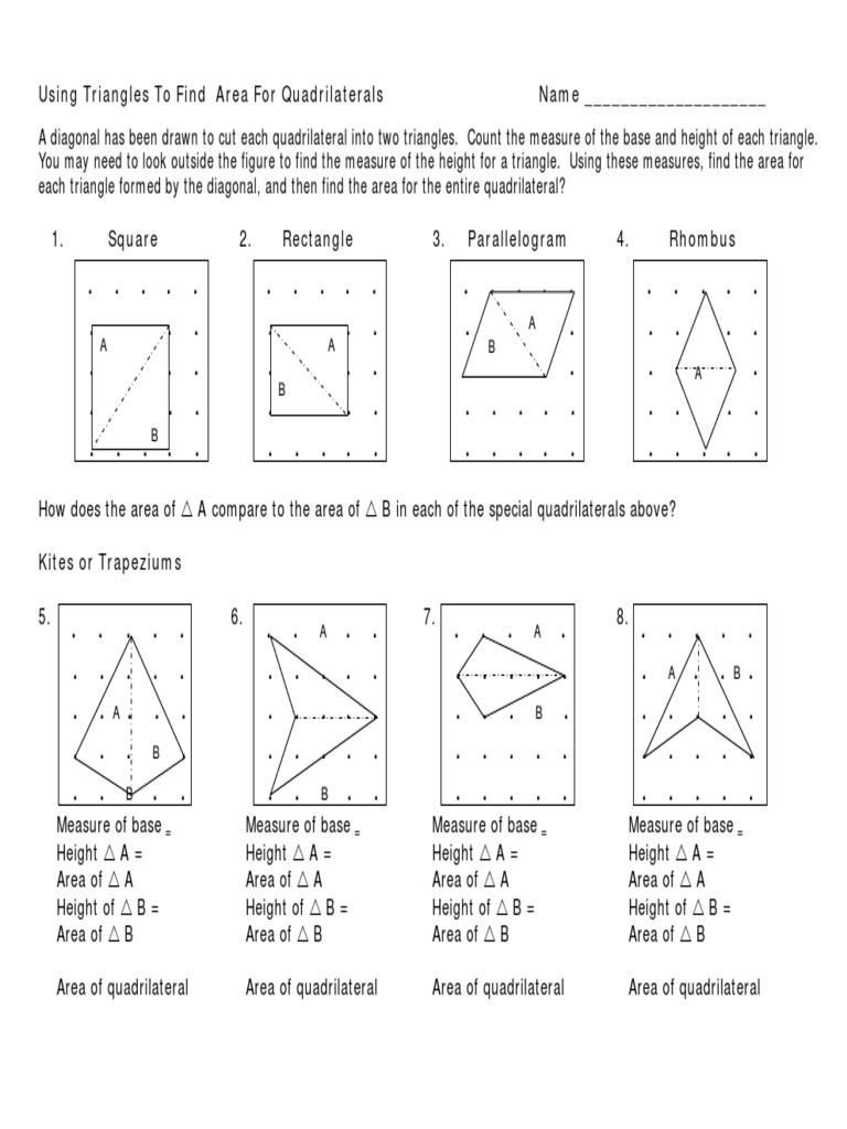Using Triangles To Find Area For Quadrilaterals | PDF | Area | Convex ...