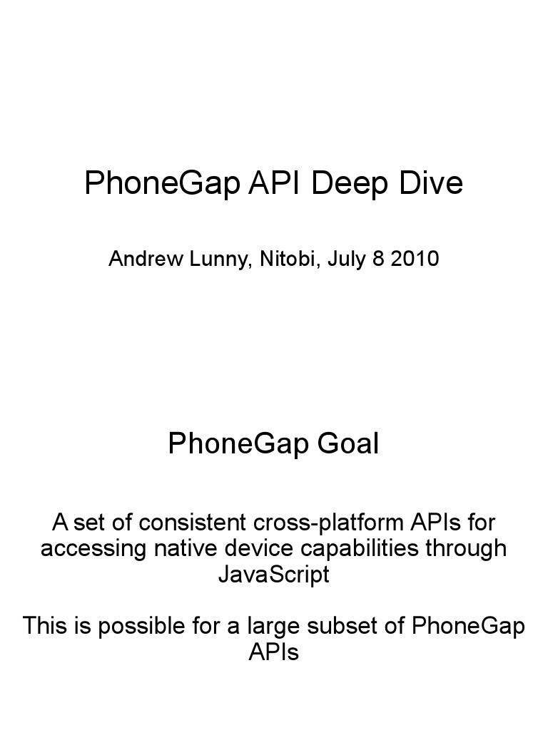 Phonegap API Deep Dive | PDF