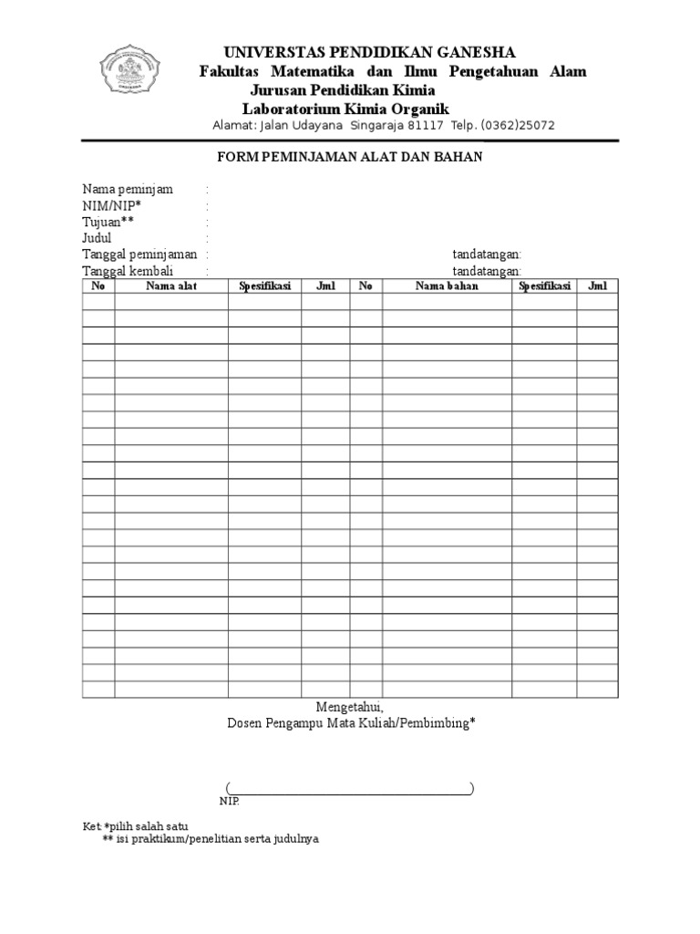 Form Peminjaman Alat Dan Bahanrev | PDF