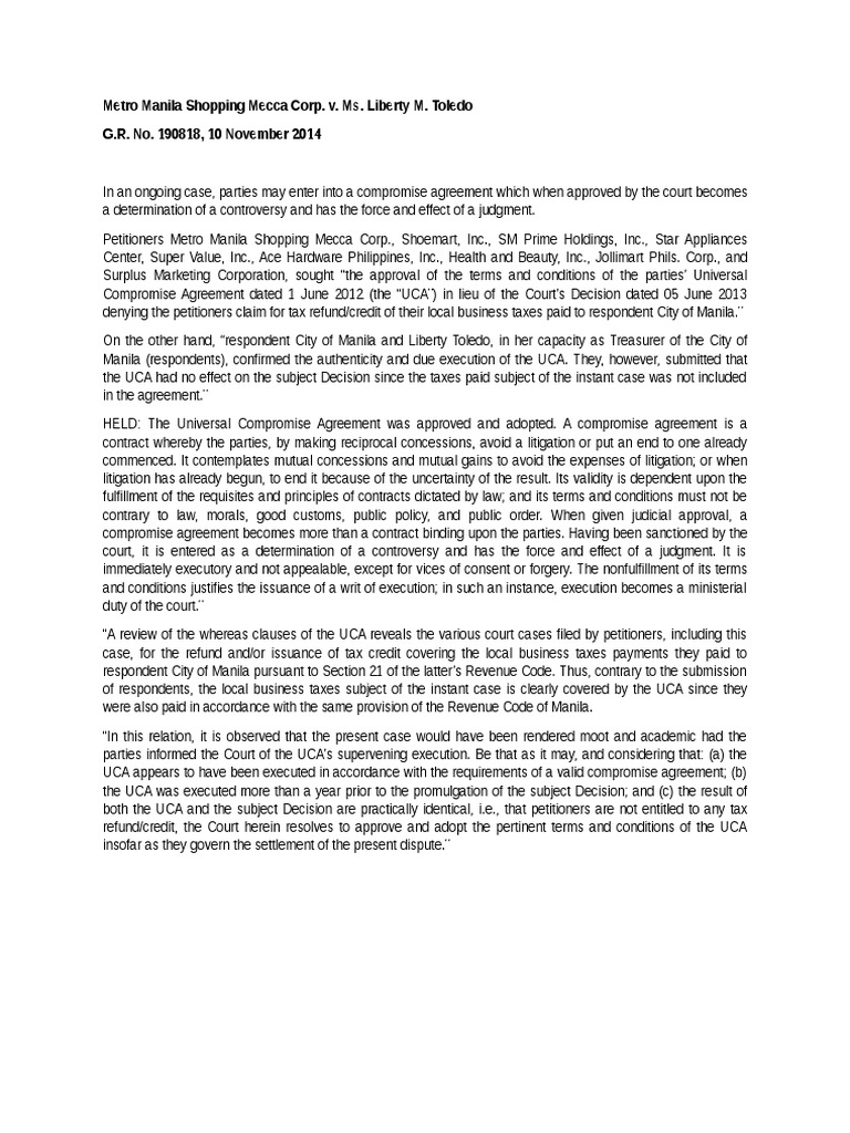 Metro Manila Shopping Mecca Corp | PDF | Taxes | Public Law