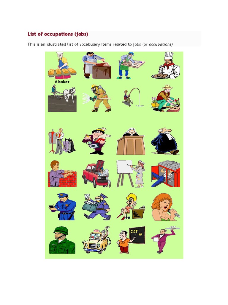 List of Occupations (Exercise) | PDF | Art
